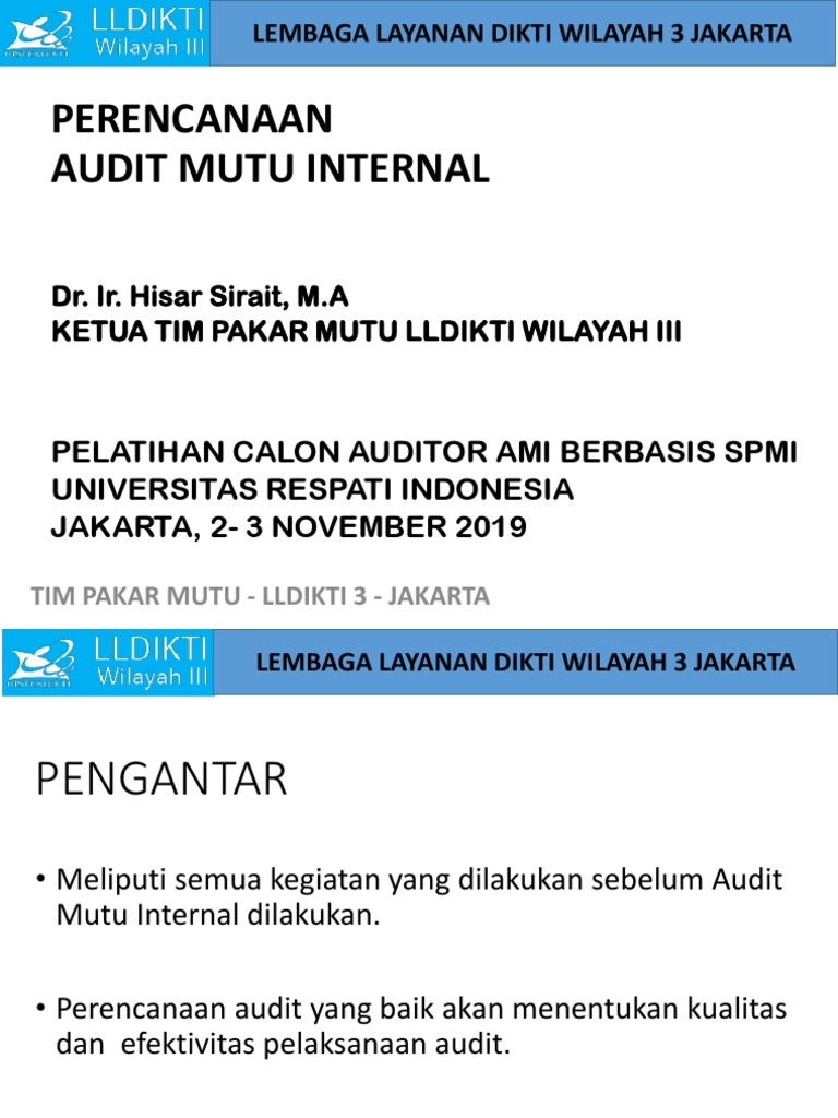 Materi 2 - Perencanaan Audit Mutu Internal - Urindo | PDF