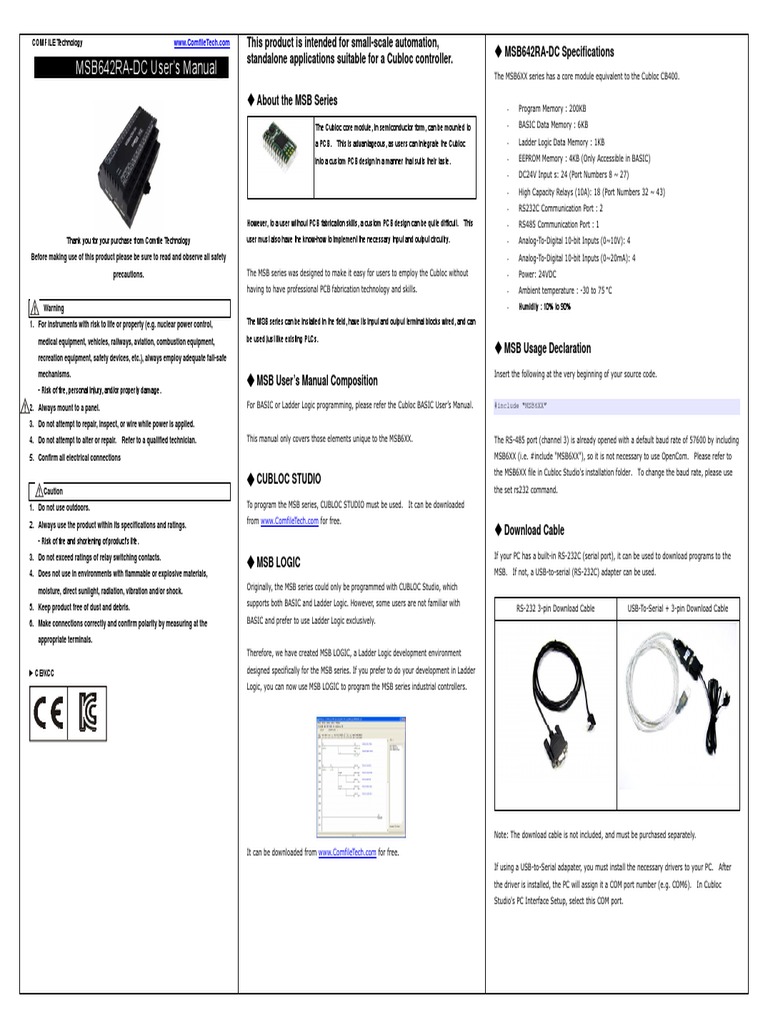Msb642ra DC Manual Eng | PDF | Relay | Input/Output