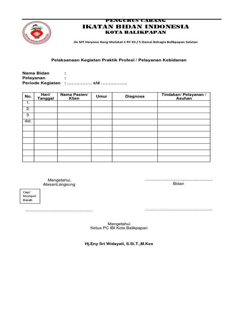 Format Rekap Kegiatan Profesi Bidan | PDF