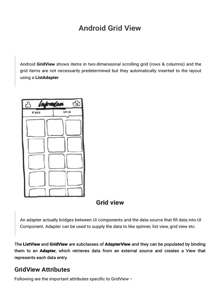 Android Grid View | PDF | Android (Operating System) | Application Software Android Grid View | PDF | Android (Operating System) | Application Software