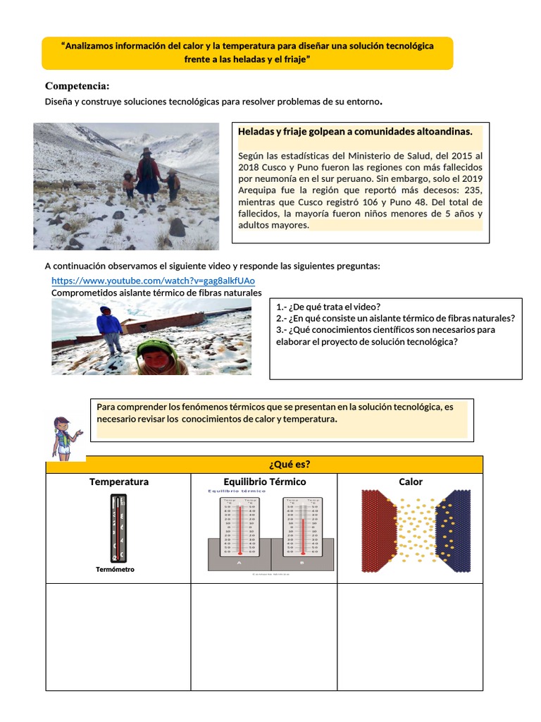 Ficha de Trabajo Calor y Temperatura | PDF | Calor | Conduccion termica