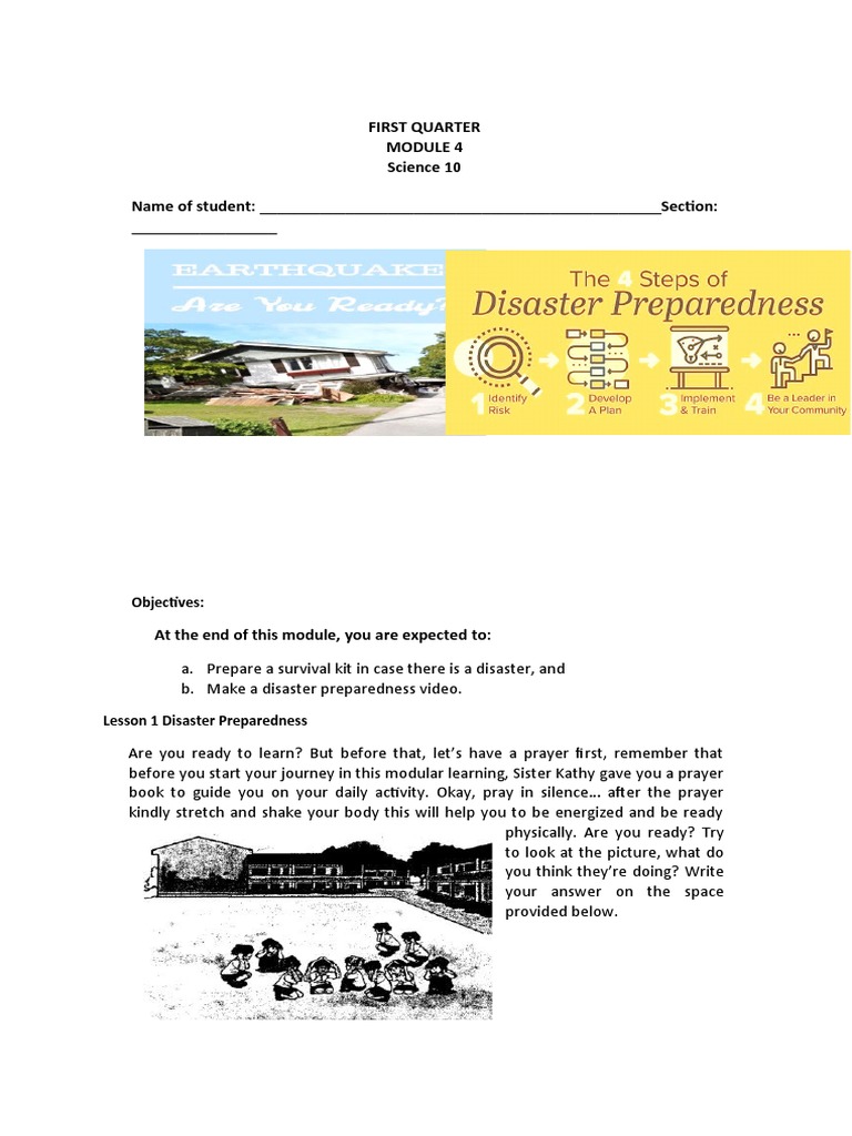 First Quarter Science 10 Name of Student: - Section | PDF | Emergency ...