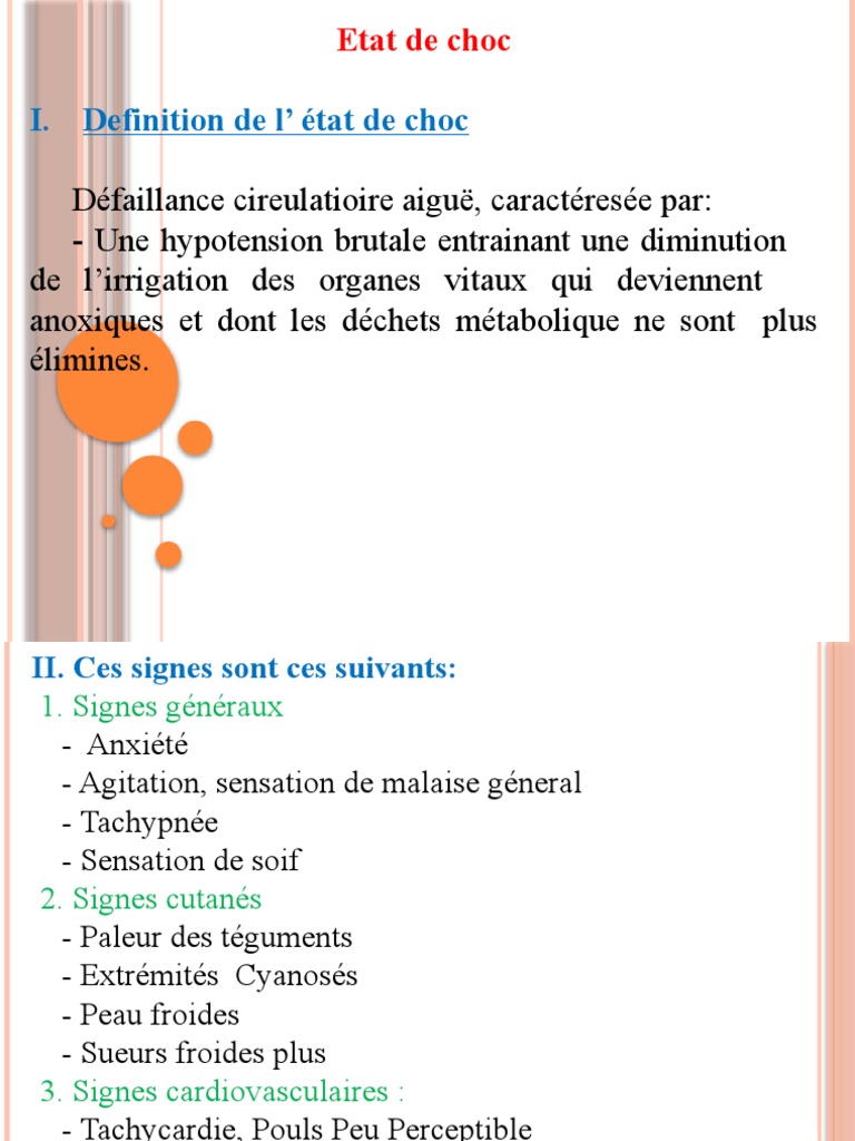 Etat de Choc | PDF | État de choc circulatoire | Saignement