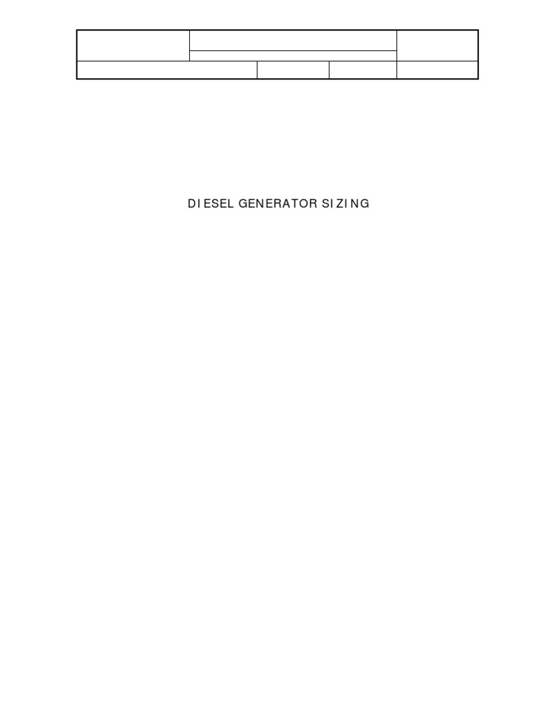 Diesel Generator Sizing - REV0 | PDF | Engines | Diesel Engine
