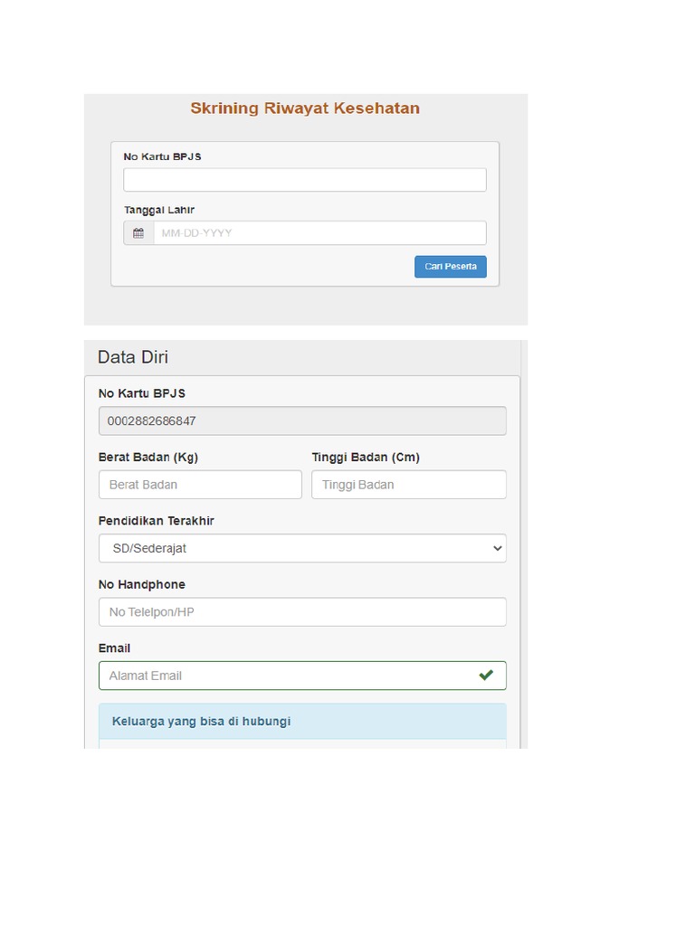 Form Skrining Kesehatan Manual | PDF