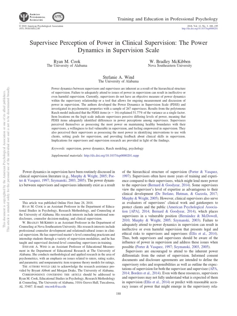 Power Dynamics in Supervision Scale | PDF | Mean Squared Error ...