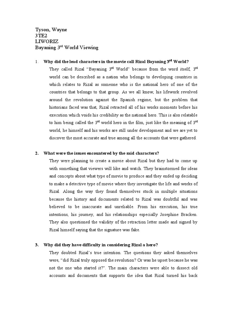 3rd World Hero Essay | PDF