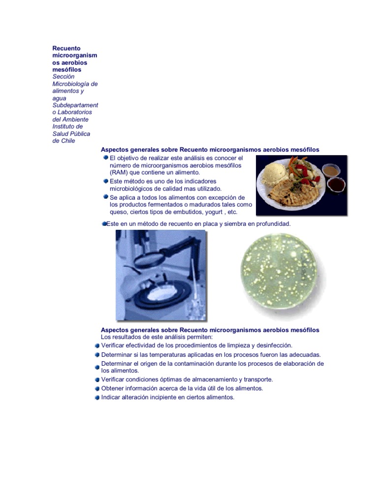 Recuento microorganismos aerobios mesófilos | Microorganismo | Alimentos