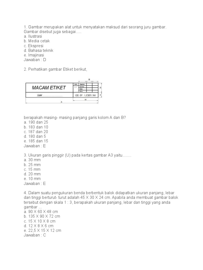Menggambar Teknik Soal Mid | PDF