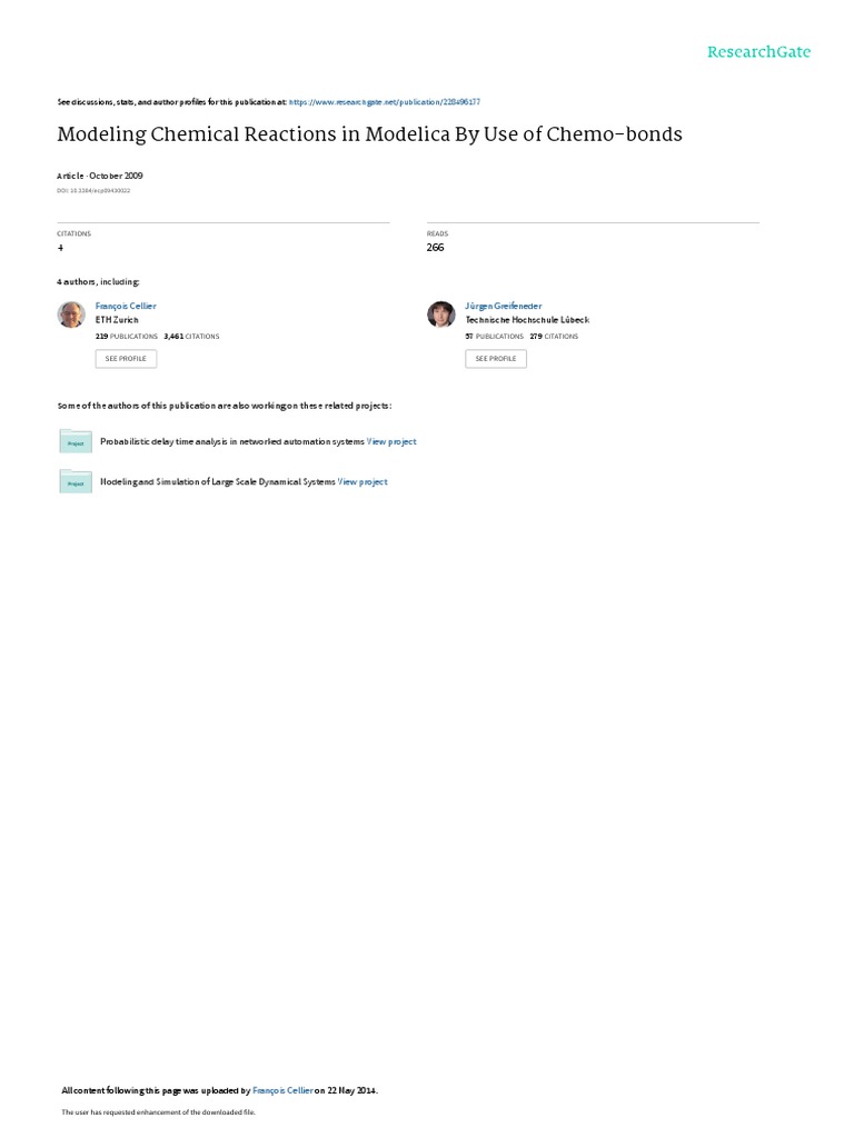 Modeling Chemical Reactions in Modelica by Use of | PDF | Chemical ...