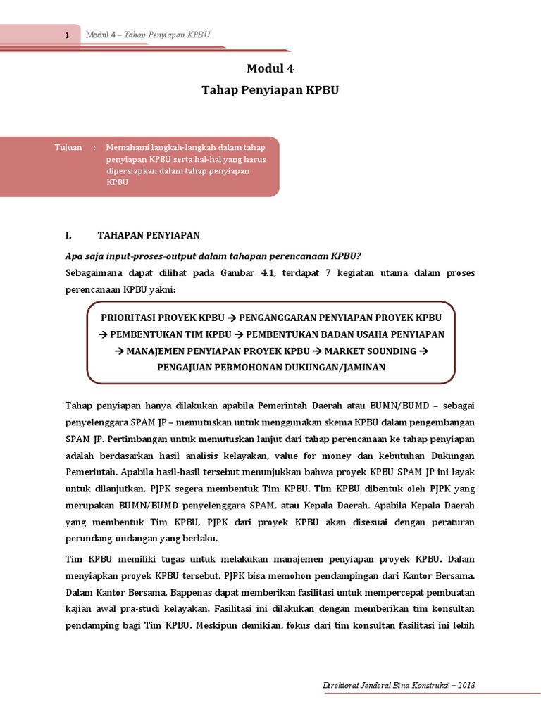 MODUL 4 - Tahap Penyiapan KPBU (Rev1) | PDF