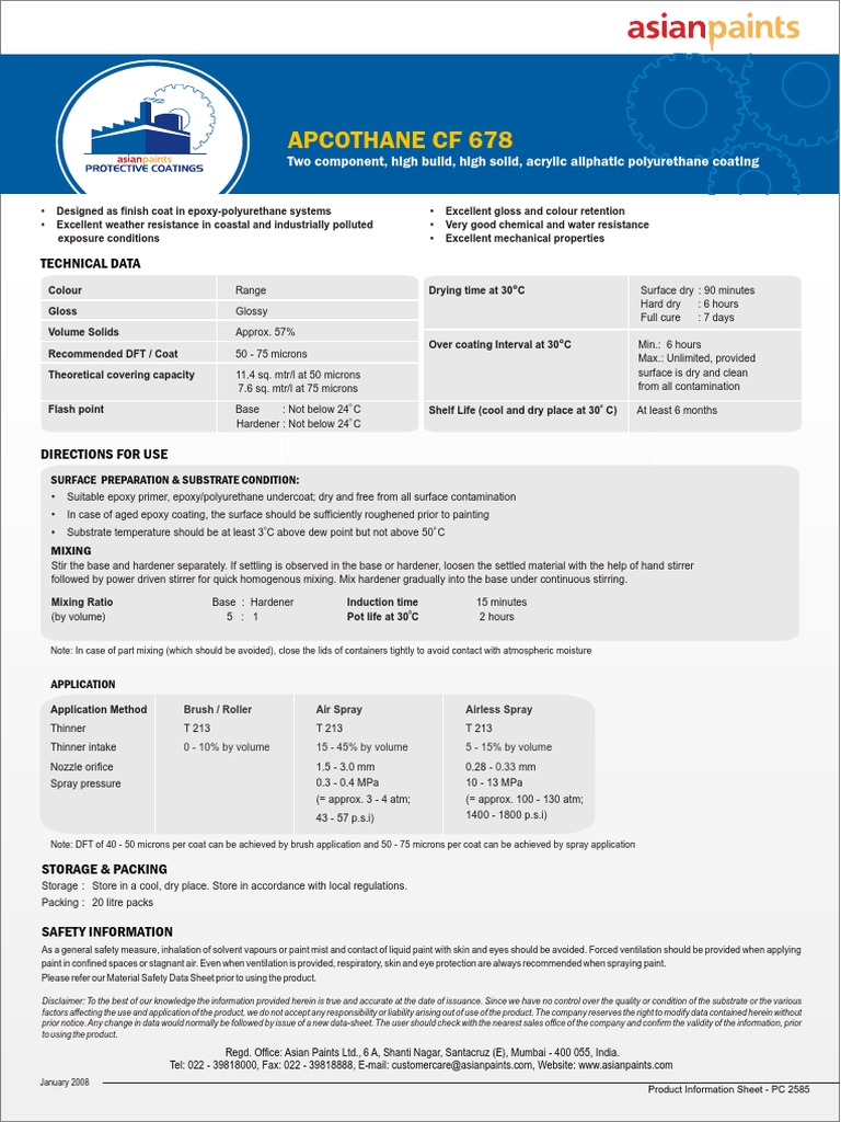 Apcothane CF 678 | PDF | Epoxy | Paint