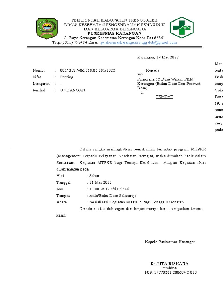 Undangan Sosialisasi MTPKR 2022 | PDF