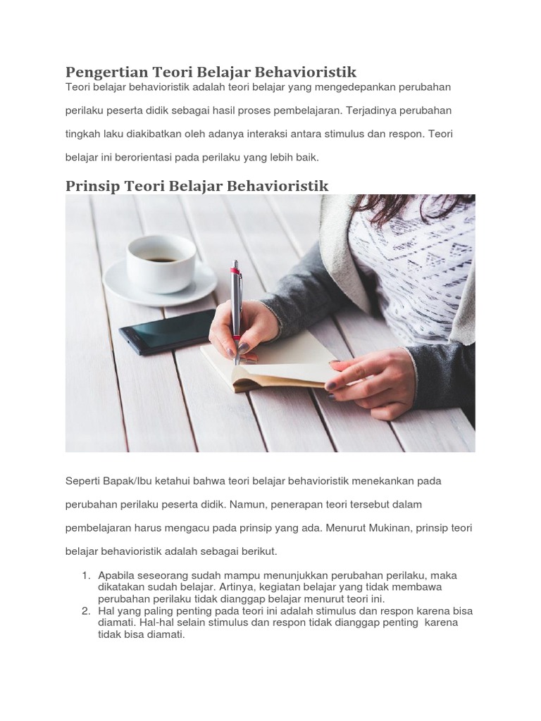 Pengertian Teori Belajar Behavioristik | PDF Pengertian Teori Belajar Behavioristik | PDF