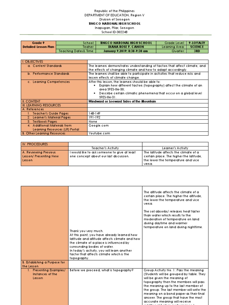 Windward and Leeward Climate Lesson Plan | PDF | Precipitation | Rain