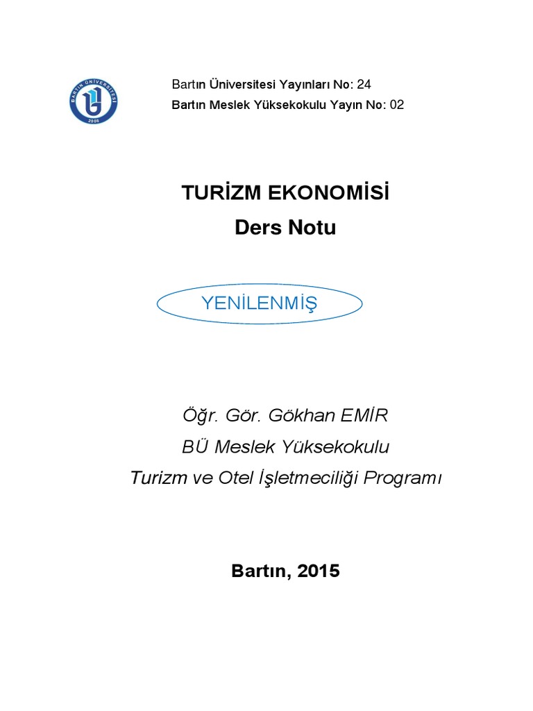 Turizm Ekonomisi Ders Notu Yeni | PDF