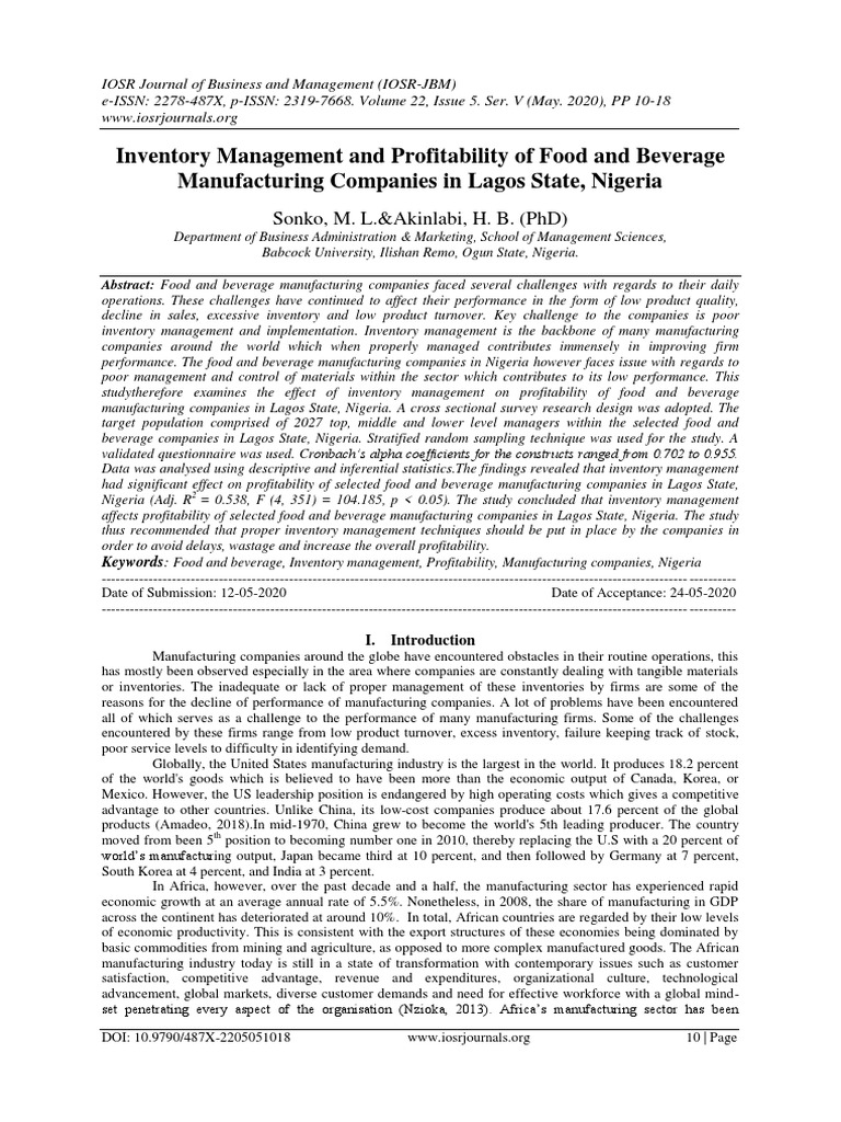 Inventory Management and Profitability o | PDF | Inventory | Business ...