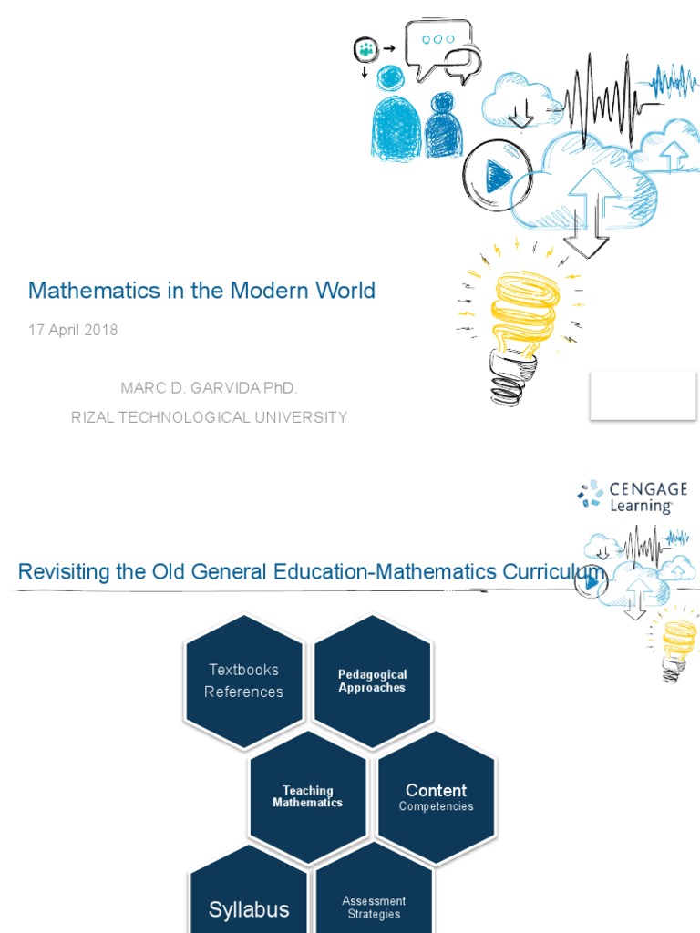 Mathematics in The Modern World: 17 April 2018 Marc D. Garvida Phd ...