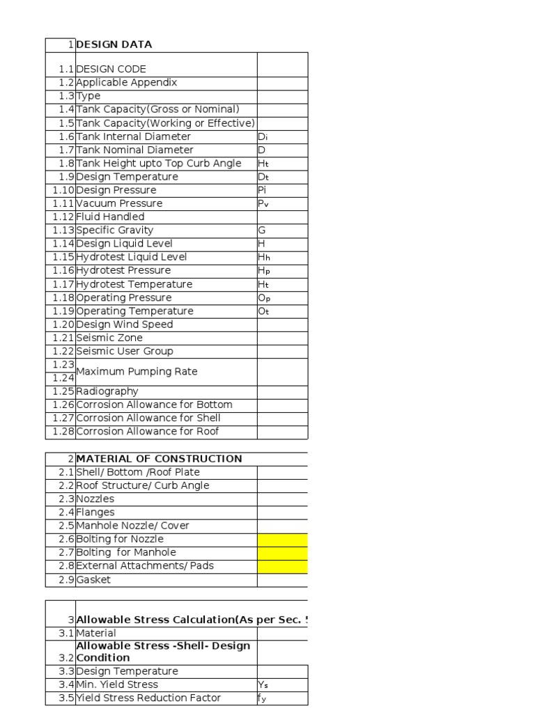 Tank Design Specifications and Calculations | PDF | Stress (Mechanics ...