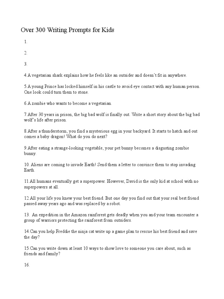 Creative Writing Prompts For Kids | PDF