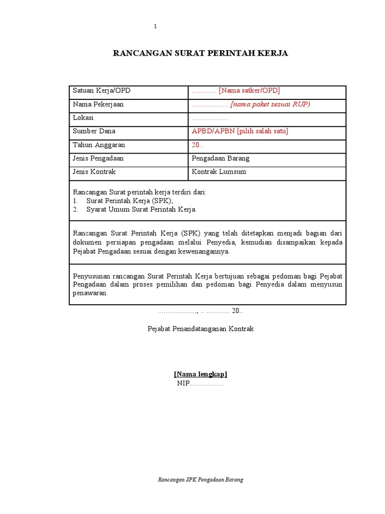 Rancangan SPK Pengadaan Barang | PDF | Pengelolaan Keuangan & Uang