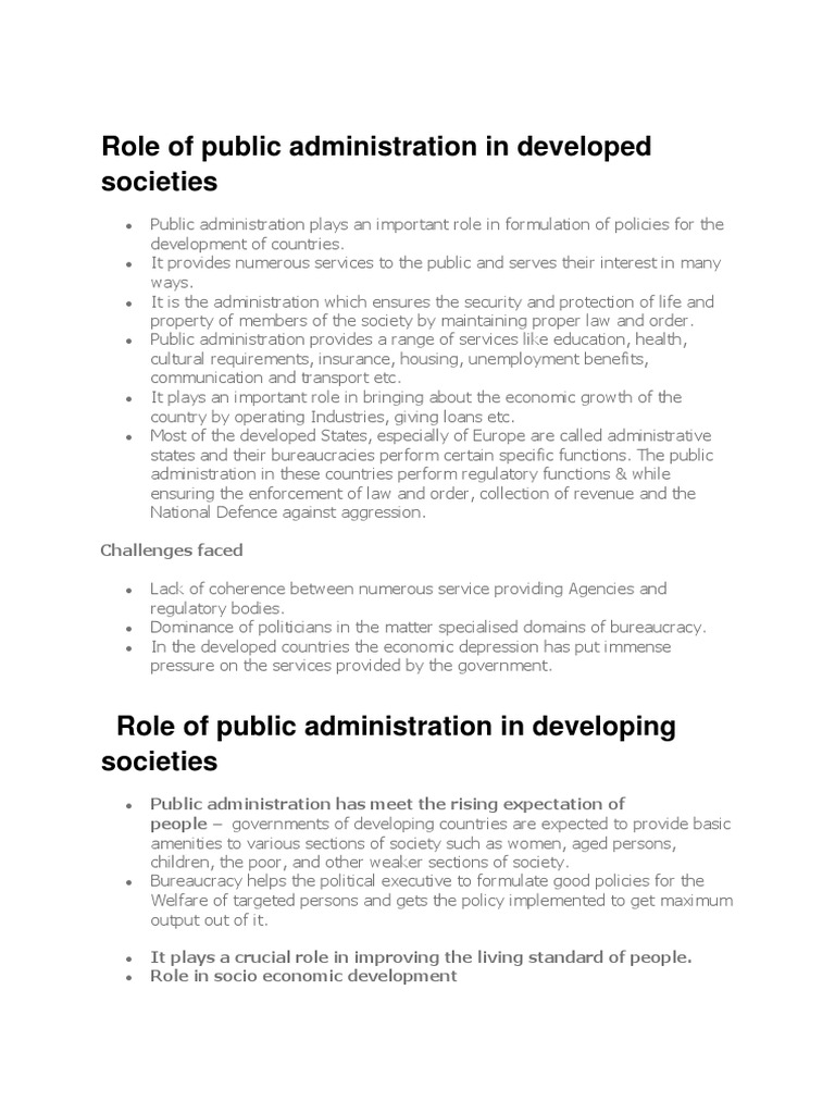 Role of Public Administration in Development | PDF | Public ...
