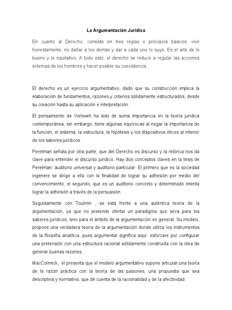 La Argumentación Jurídica | PDF | Teoría | Teoría de la argumentación