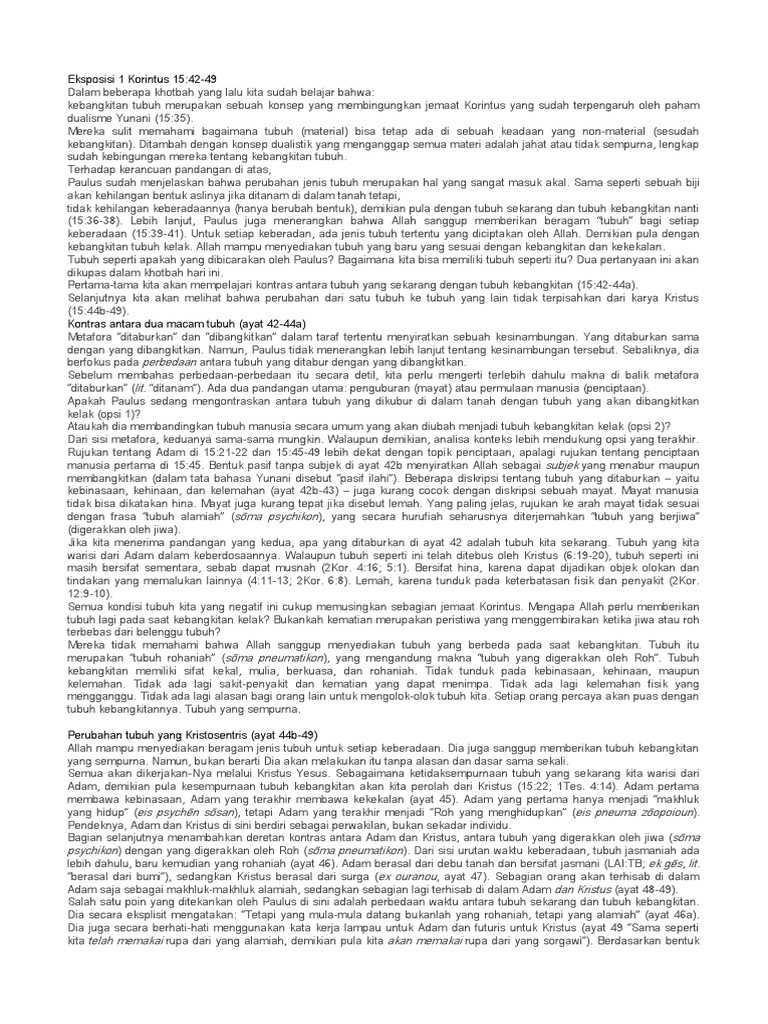 Eksposisi 1 Korintus 15 | PDF