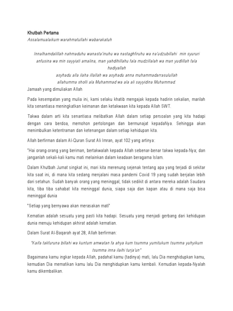 Khutbah Pertama - Docx LISA | PDF