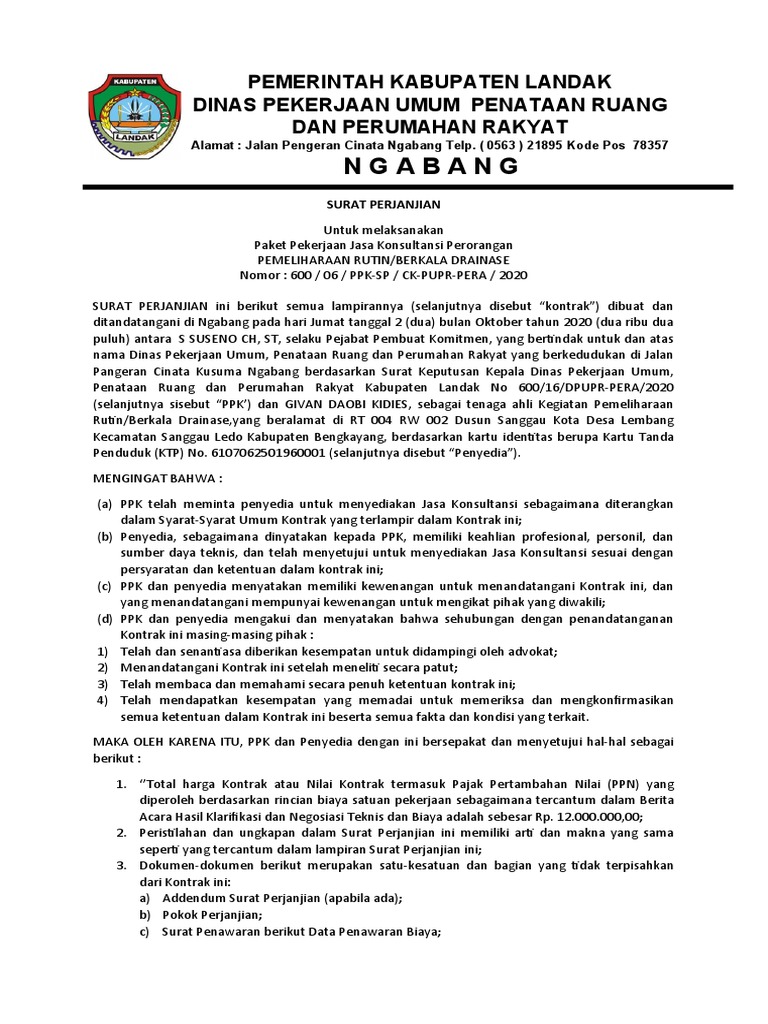 Surat Perjanjian Tenaga Ahli | PDF