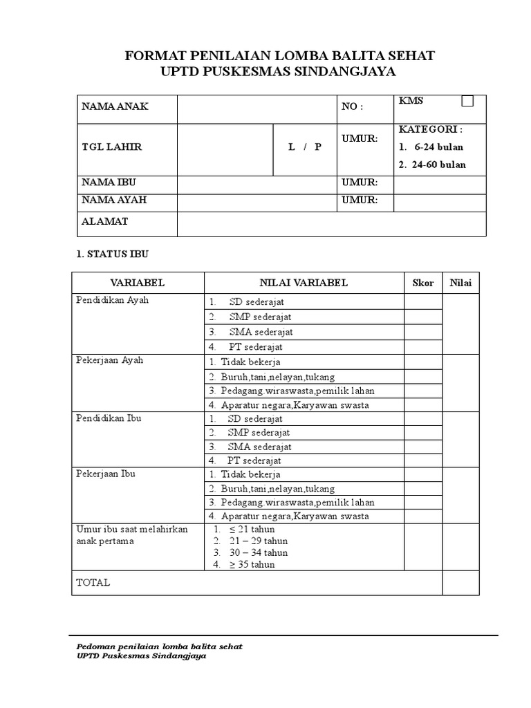 Penilaian Lomba Balita Sehat | PDF Penilaian Lomba Balita Sehat | PDF
