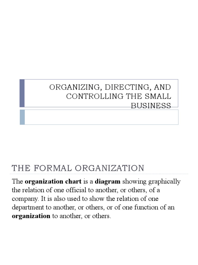 Organizing, Directing, and Controlling The Small | PDF | Communication ...