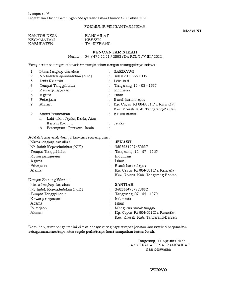 Surat Nikah Format Baru | PDF