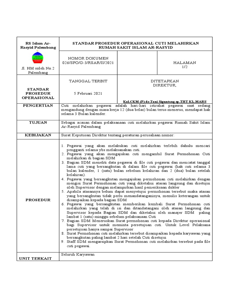 SPO Cuti Melahirkan | PDF