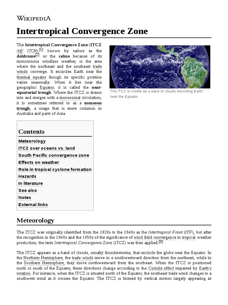 Intertropical Convergence Zone | PDF | Tropical Meteorology | Branches ...