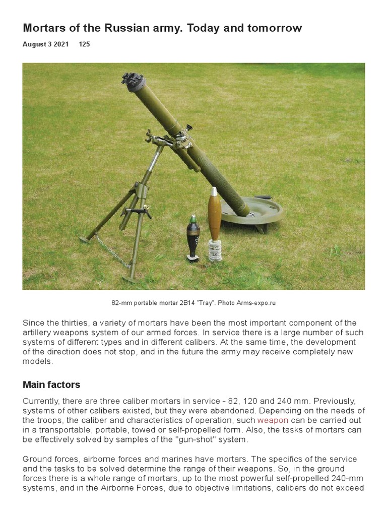 Mortars of The Russian Army. Today and Tomorrow | PDF | Mortar (Weapon ...