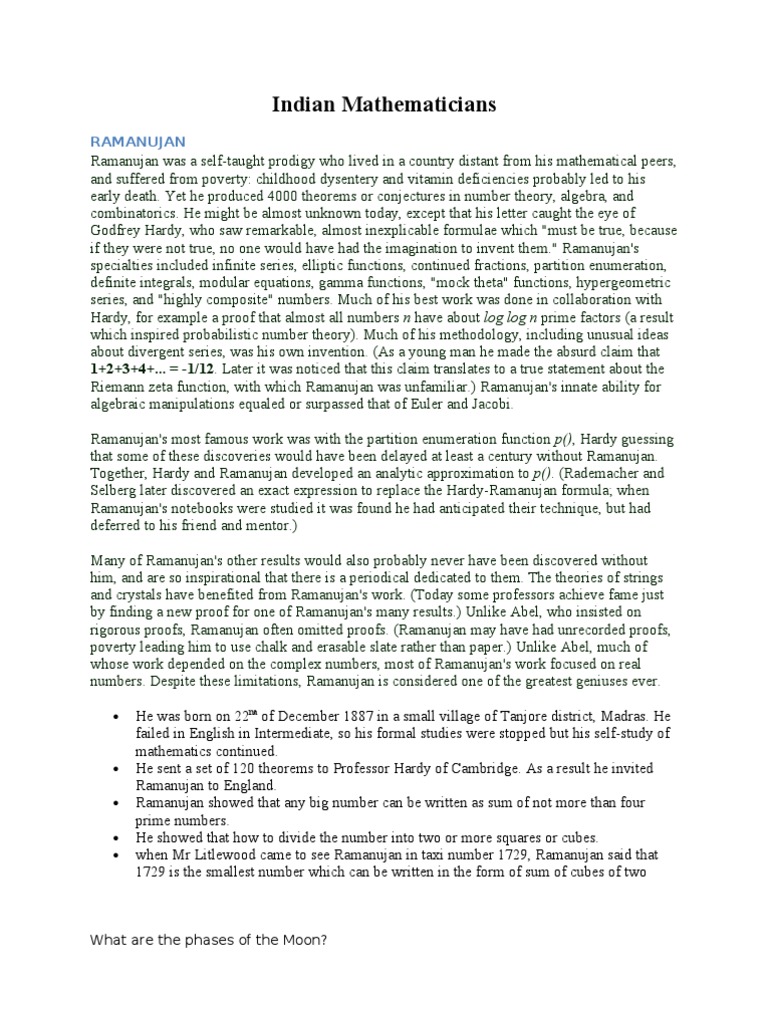 Indian Mathematicians | Mathematical Proof | Number Theory