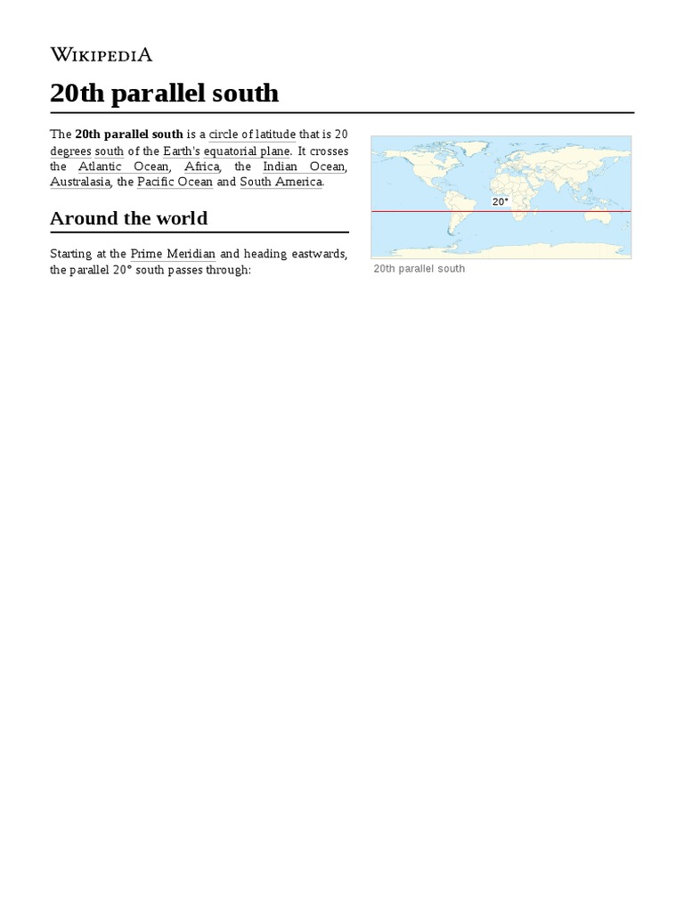 20th Parallel South: Around The World | PDF | Indian Ocean | Cartography