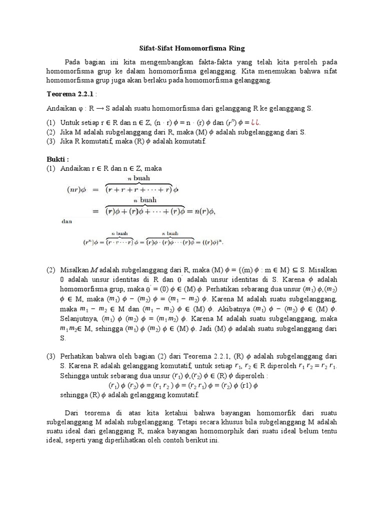 Sifat-Sifat Homomorfisma Ring | PDF