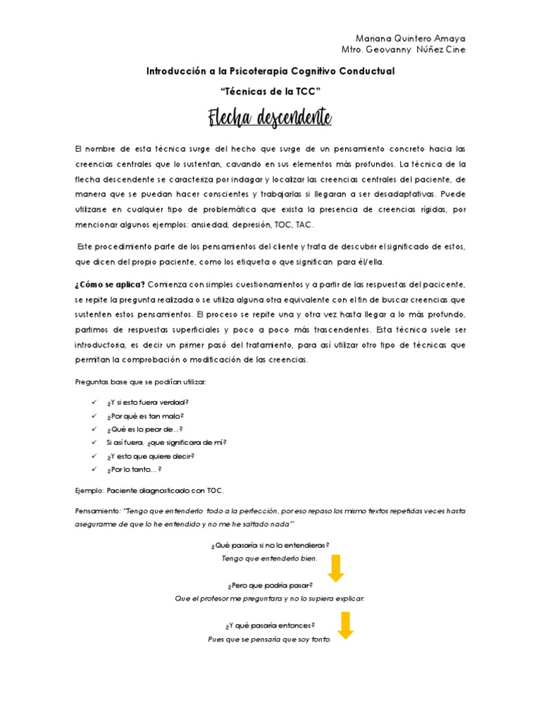 Técnica de flecha descendente en TCC | PDF | Desorden obsesivo ...