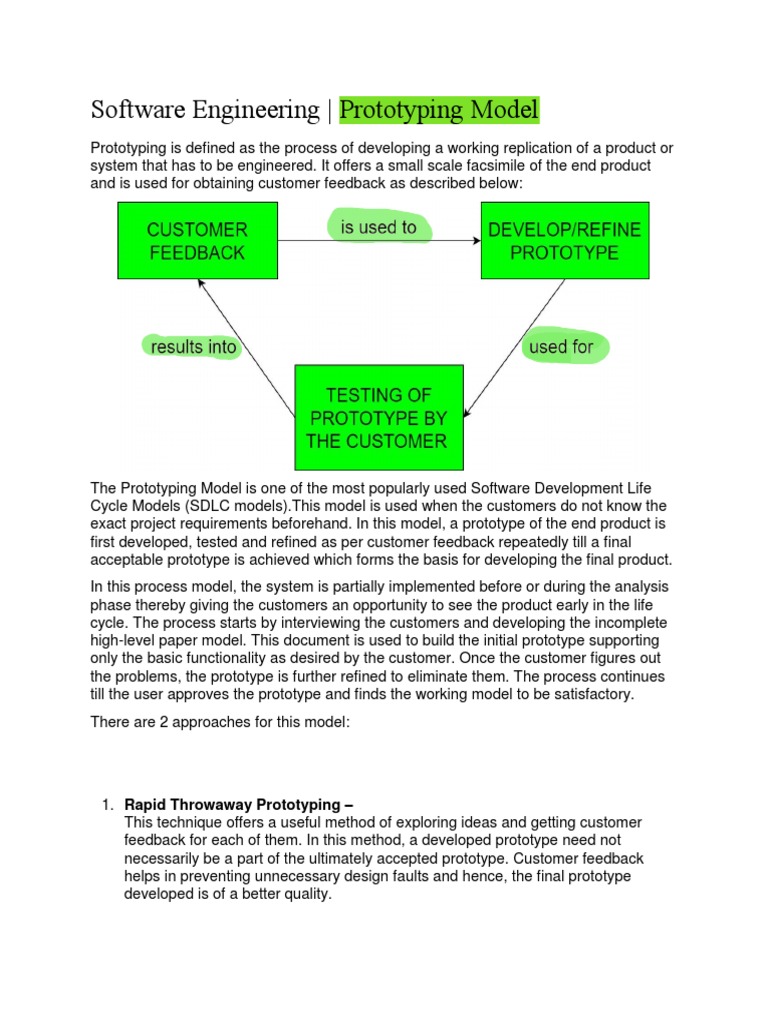 Software Engineering - Prototyping Model | PDF | Software Prototyping ...