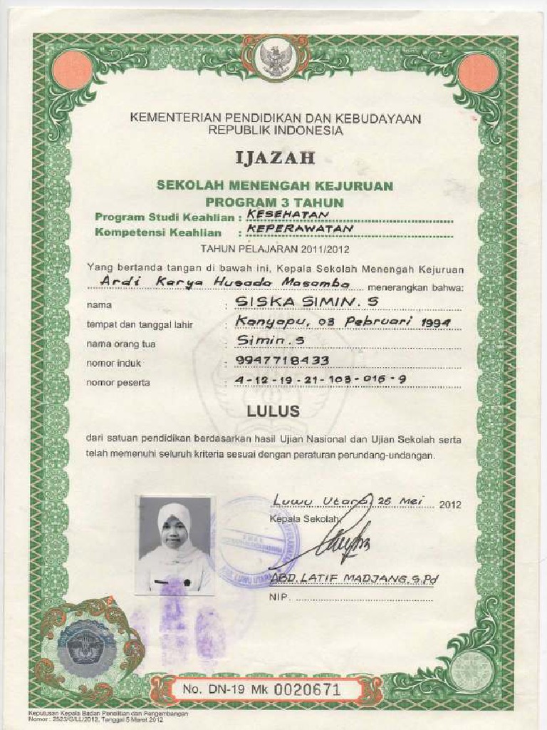 Ijazah SMK | PDF