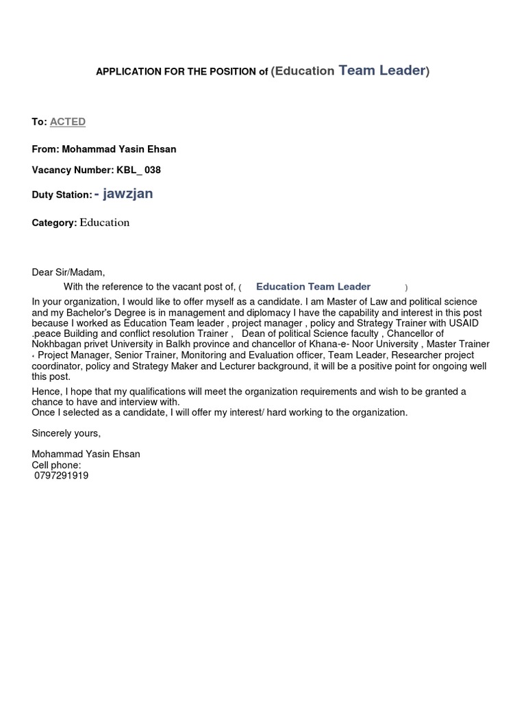 Mohammad Yasin Ehsan CV To - ACTED | PDF | Curriculum | Leadership