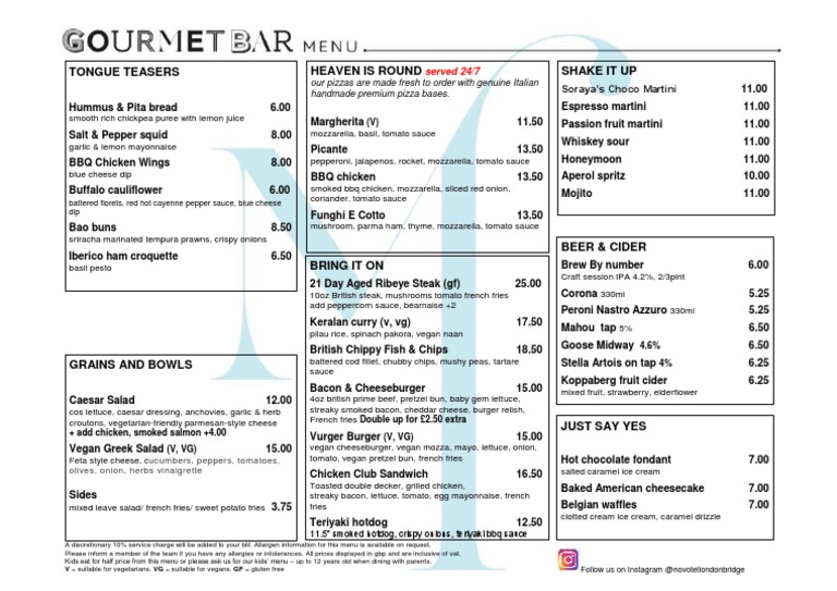 Novotel - Food Menu | PDF | Hamburgers | Foods