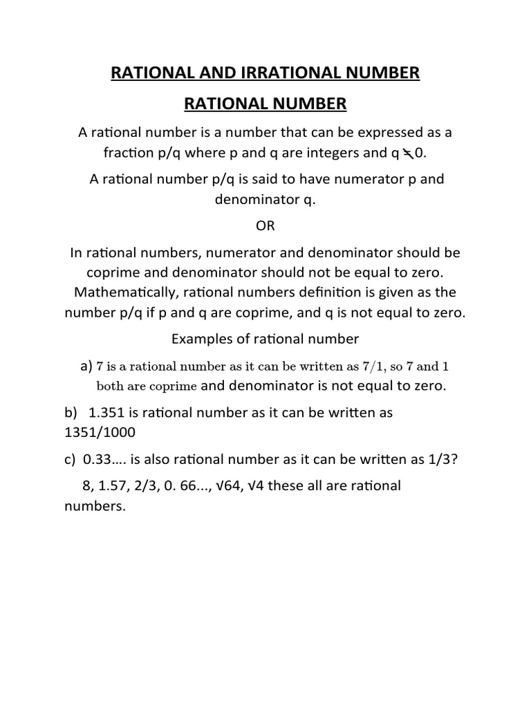 Rational Irrational Numbers | PDF | Numbers | Rational Number