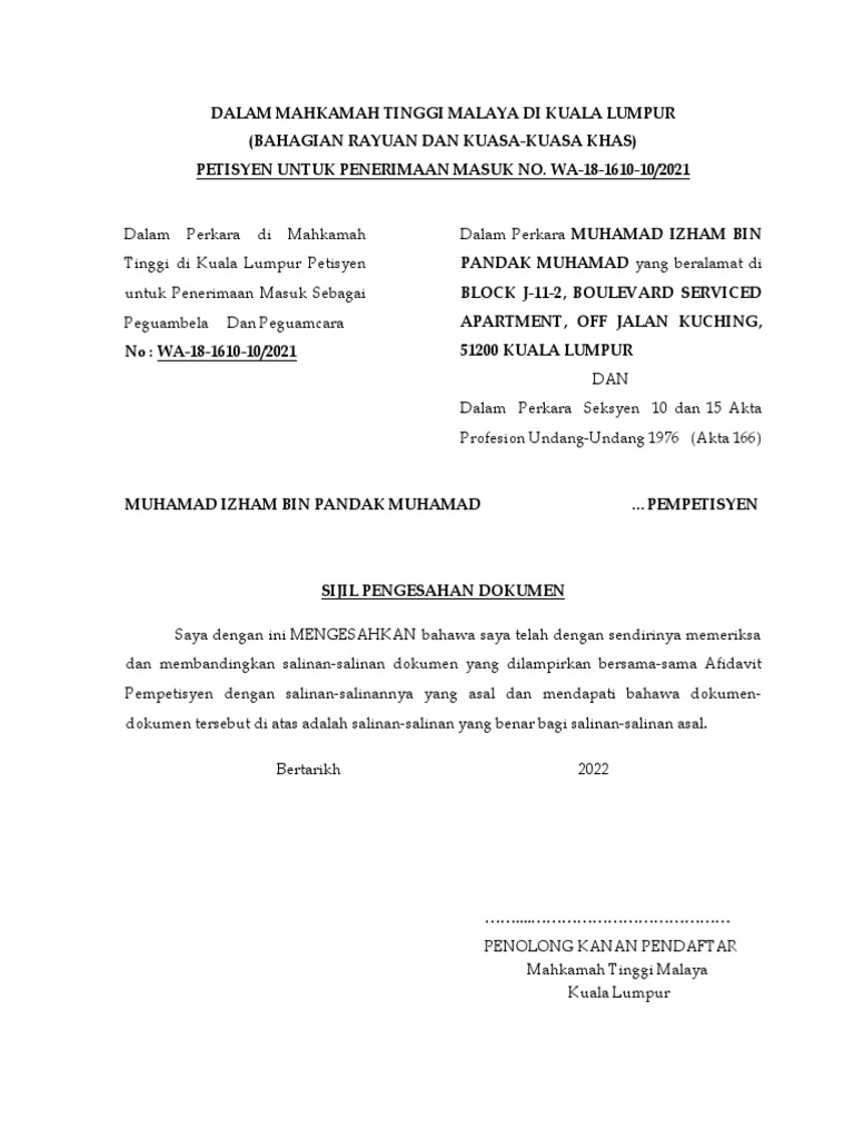 Sijil Pengesahan Dokumen | PDF