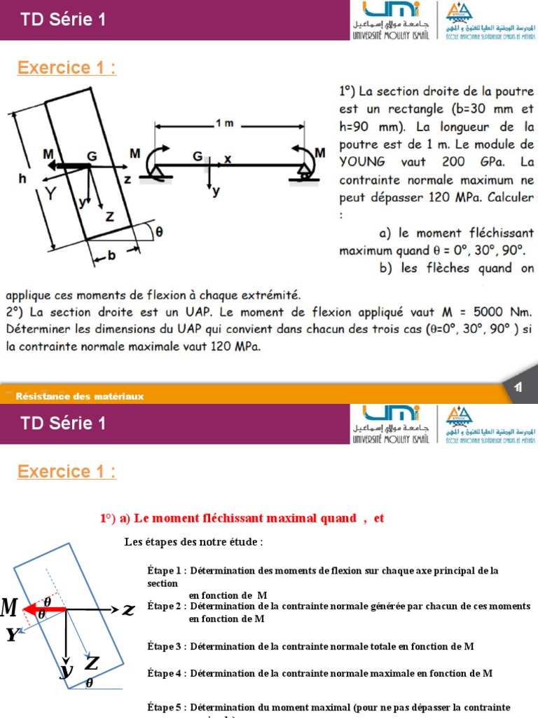 Corrigé TD 1 RDM2 - El - Amine | PDF | Résistance des matériaux | Flexion (matériau)