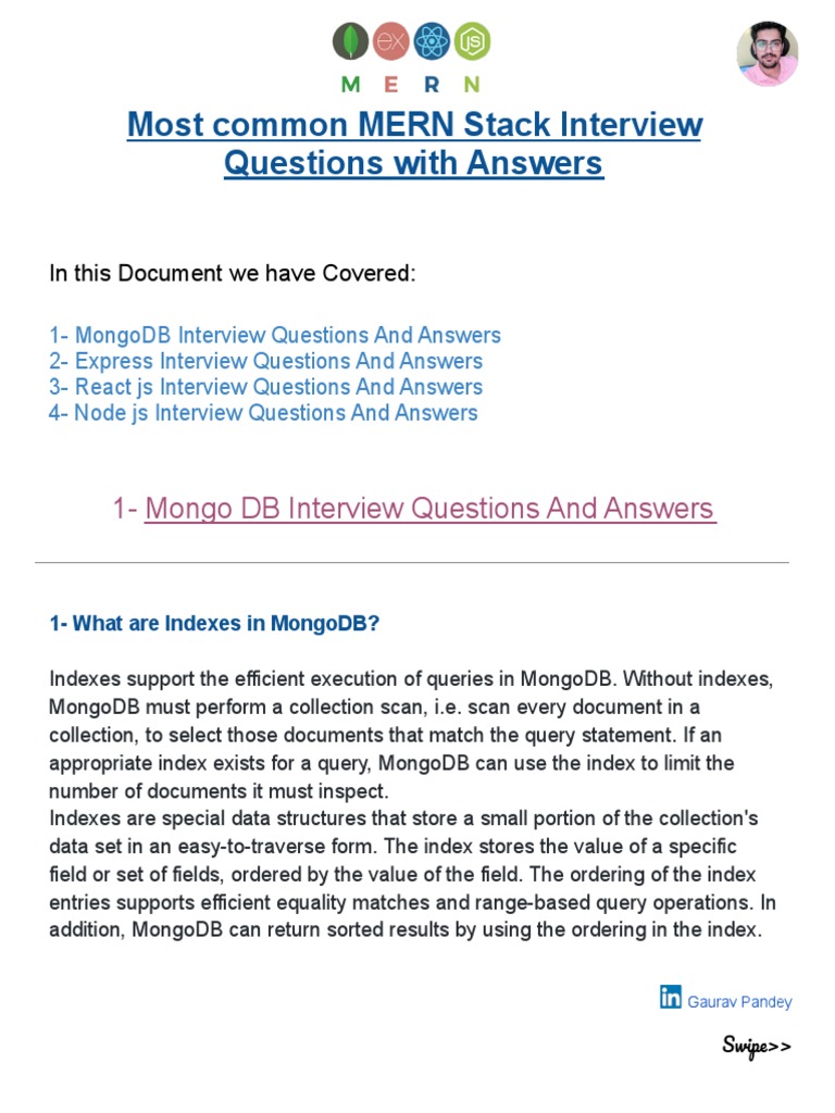 MERN (Mongo Express React Node) Interview Questions & Ans | PDF | Mongo Db | Ajax (Programming)