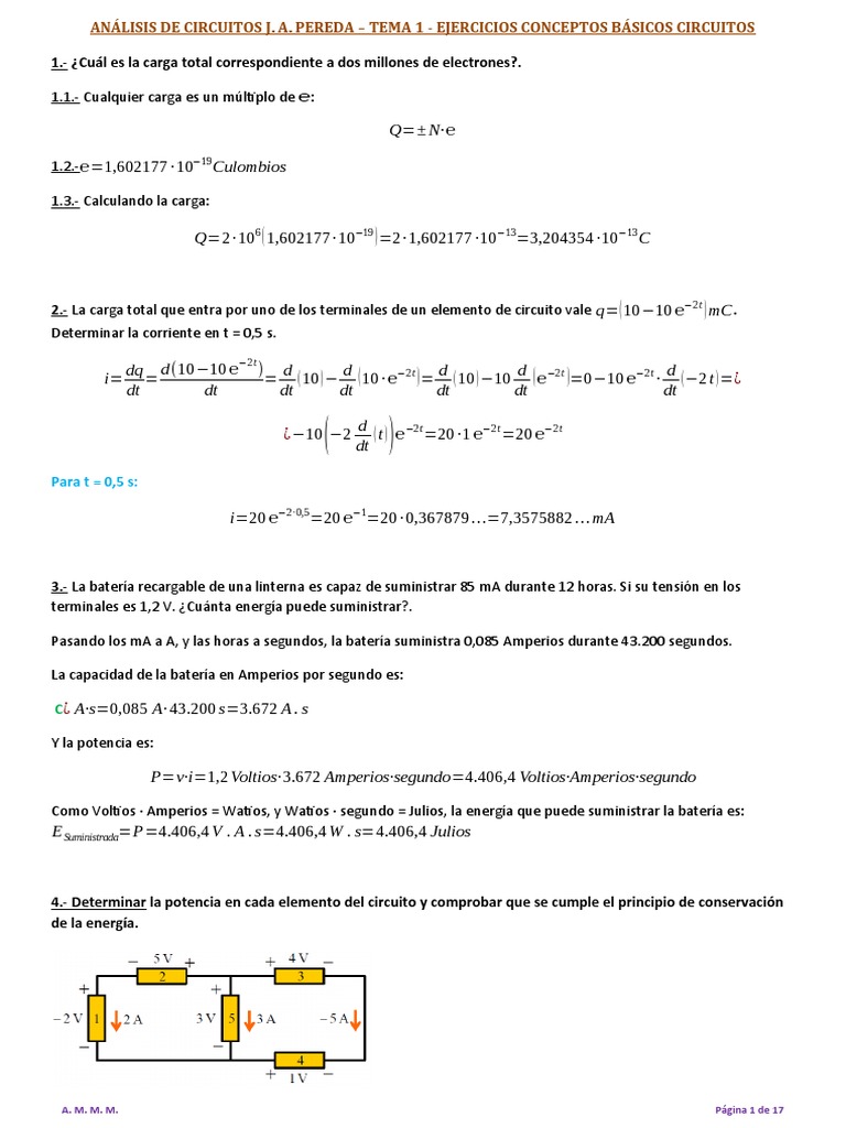 Ejercicios Tema 1 Conceptos Basicos Circuitos | PDF | Resistencia Eléctrica y Conductancia ...