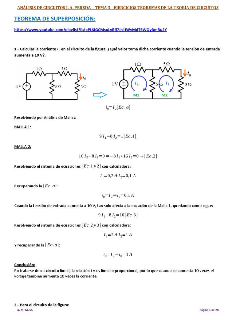 Ejercicios Tema 3 - Teoremas de La Teoria de Circuitos | PDF | Análisis de red (circuitos ...
